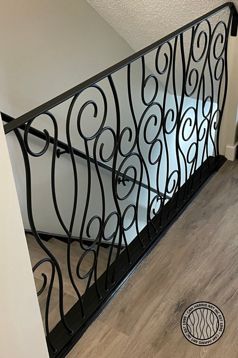 Whimsical Design Wrought Iron Railing | Metal Stair Railing | Custom ...