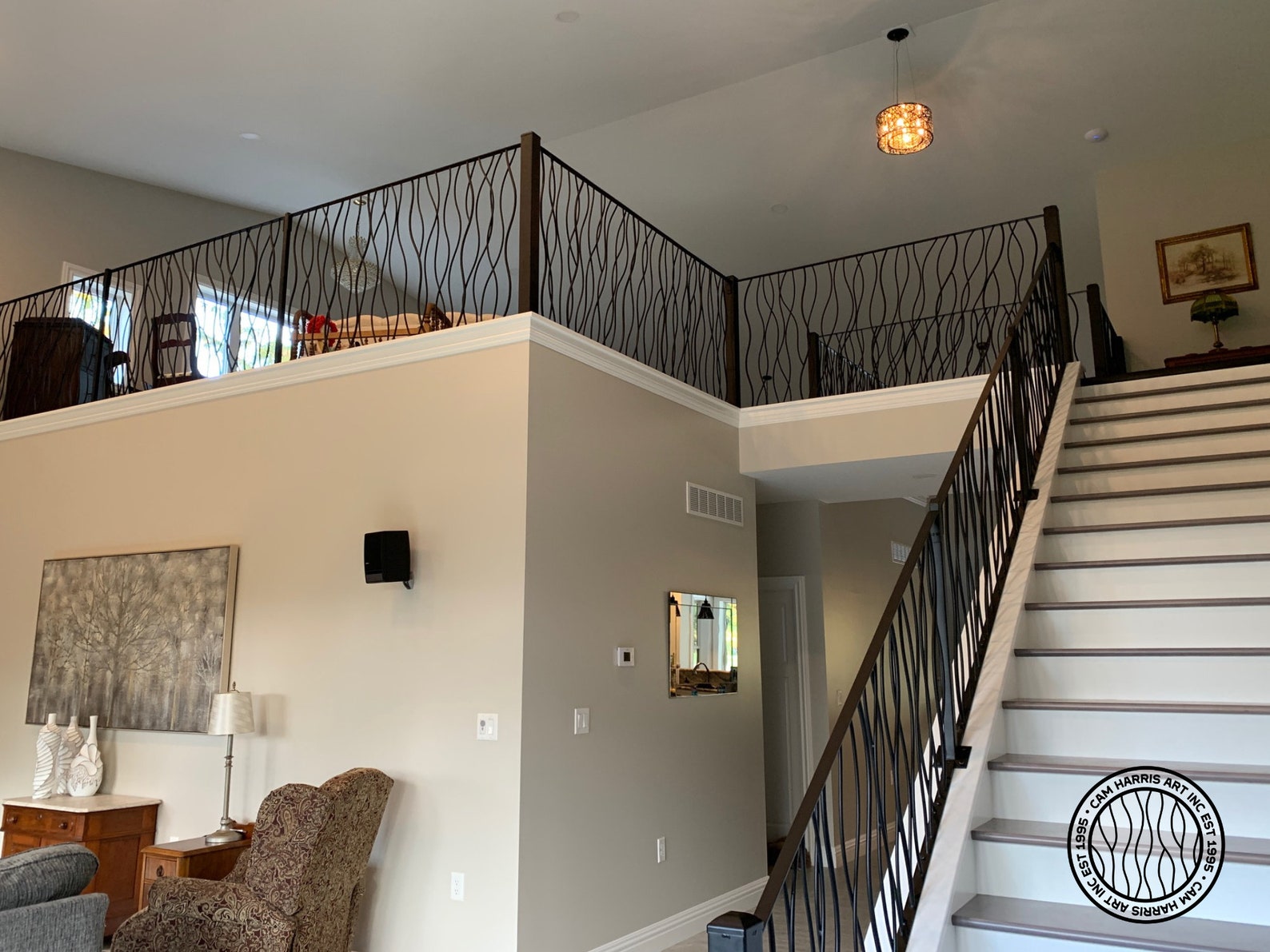 Wrought Iron Railing in My Vines Design | Metal Stair Railing | Custom ...