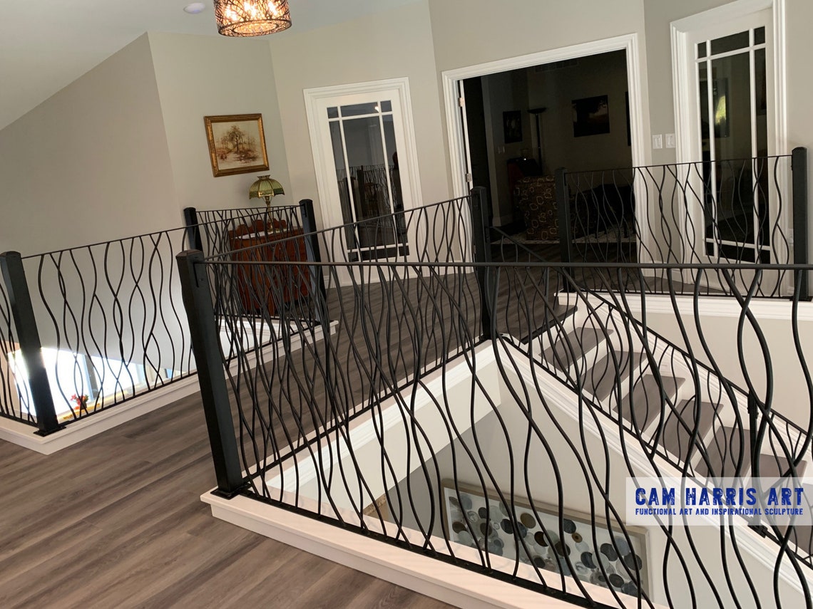 Wrought Iron Railing in My Vines Design Metal Stair Railing Custom Iron ...