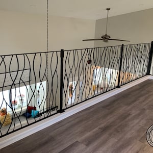 Wrought Iron Railing in My Vines Design | Metal Stair Railing | Custom ...