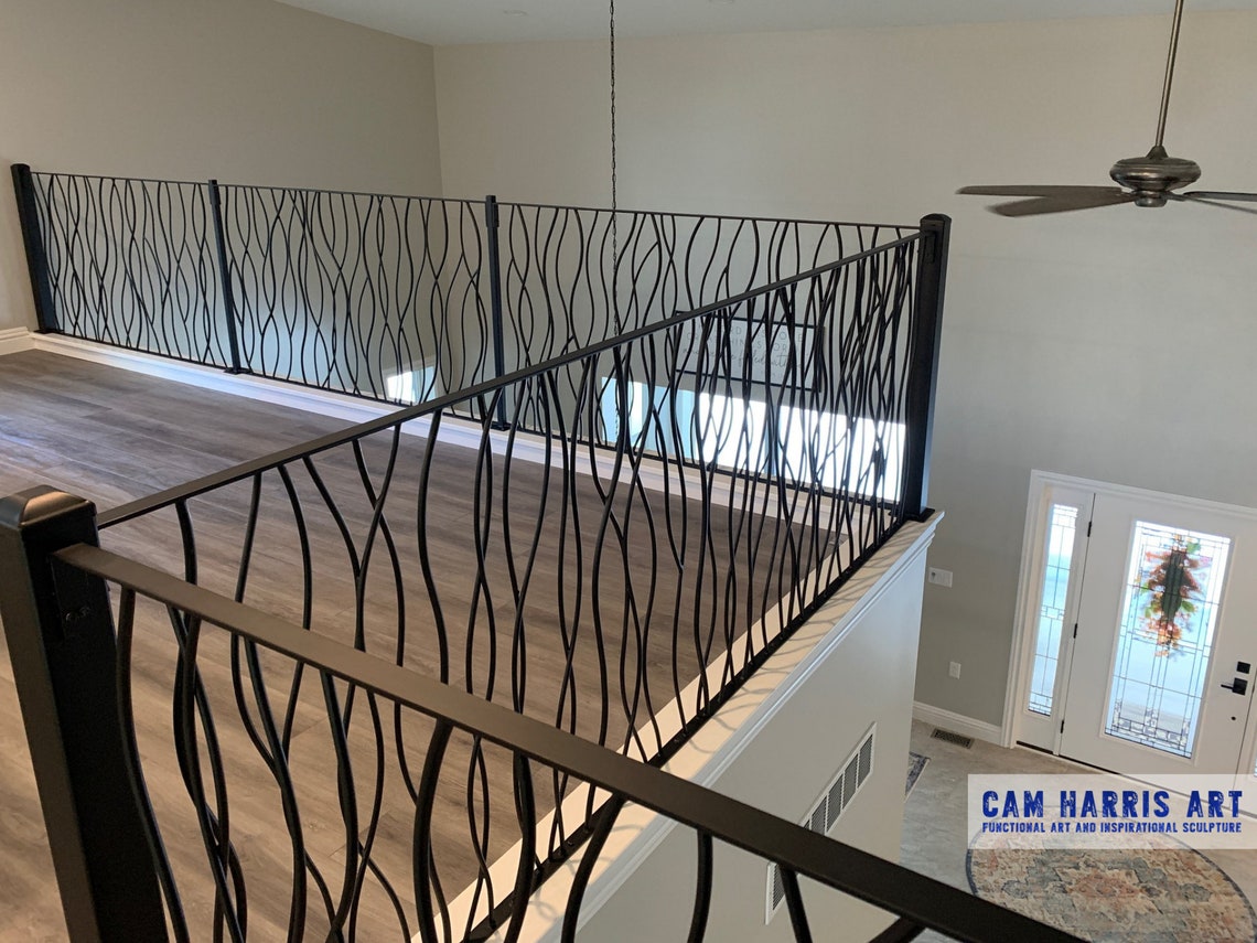 Wrought Iron Railing in My Vines Design Metal Stair Railing Custom Iron ...