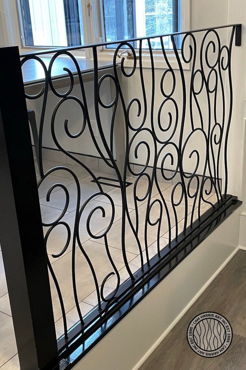 Whimsical Design Wrought Iron Railing | Metal Stair Railing | Custom ...
