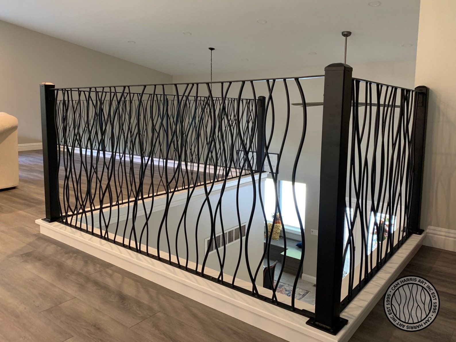 Wrought Iron Railing in My Vines Design | Metal Stair Railing | Custom ...