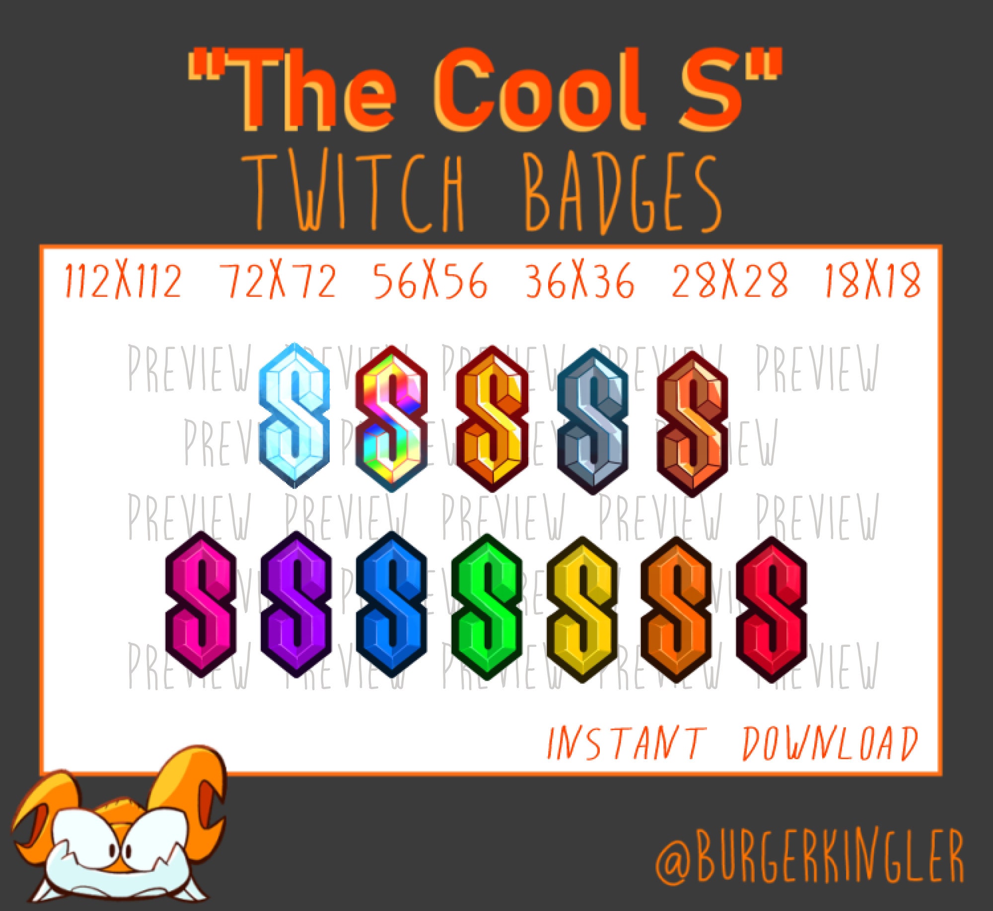 12 "cool S" Twitch Sub Badges / Emotes - Etsy