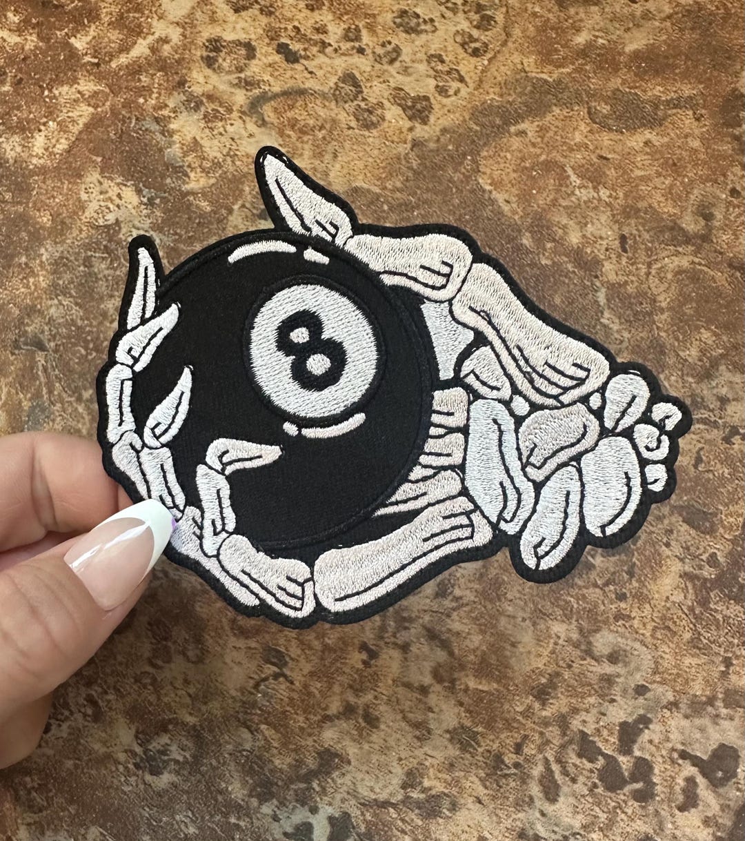 8-ball Skull Hand Embroidered Patch - Iron-on Patch - Etsy