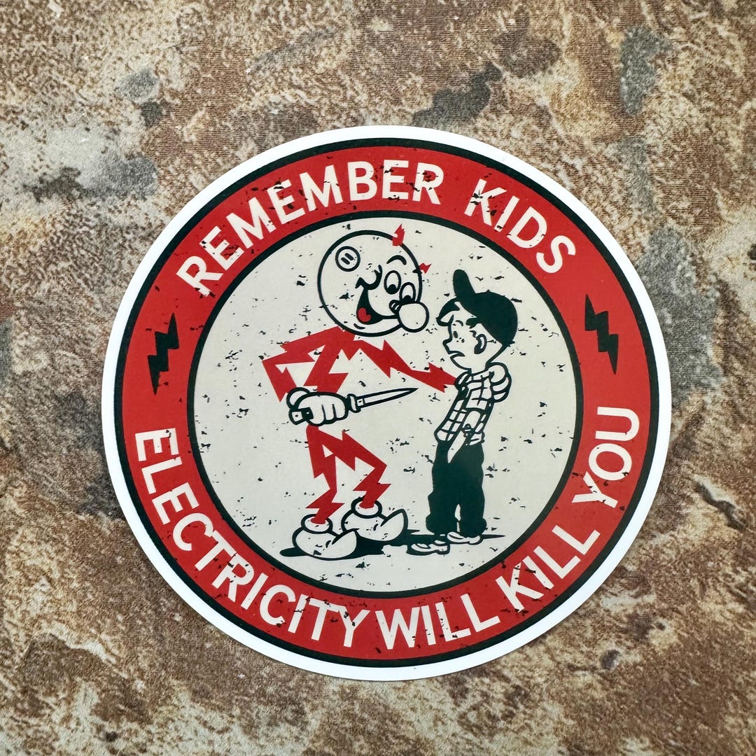 Remember Kids Electricity Will Kill You Sticker - Reddy Kilowatt ...