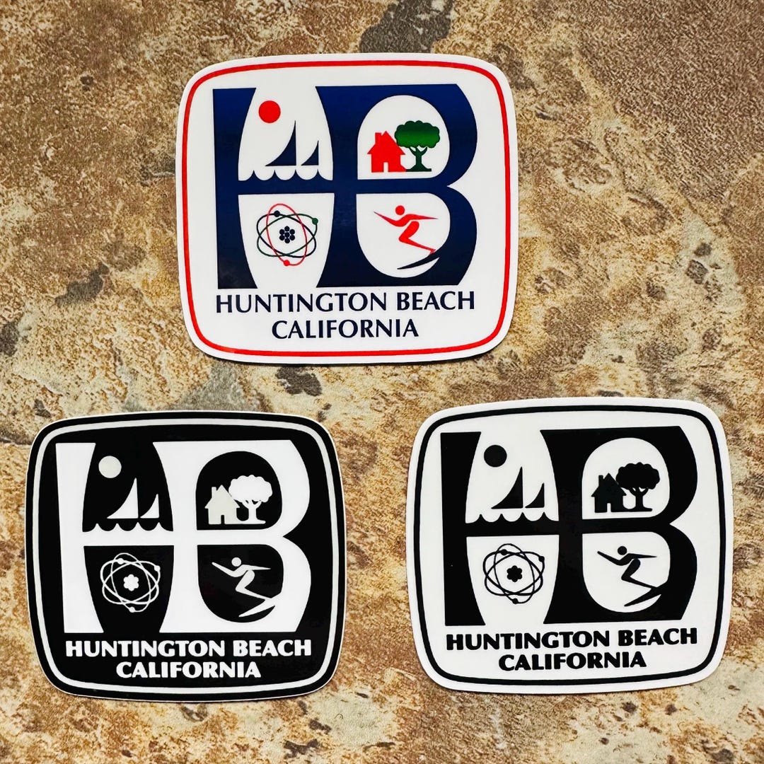 Huntington Beach Classic Logo Stickers - Etsy