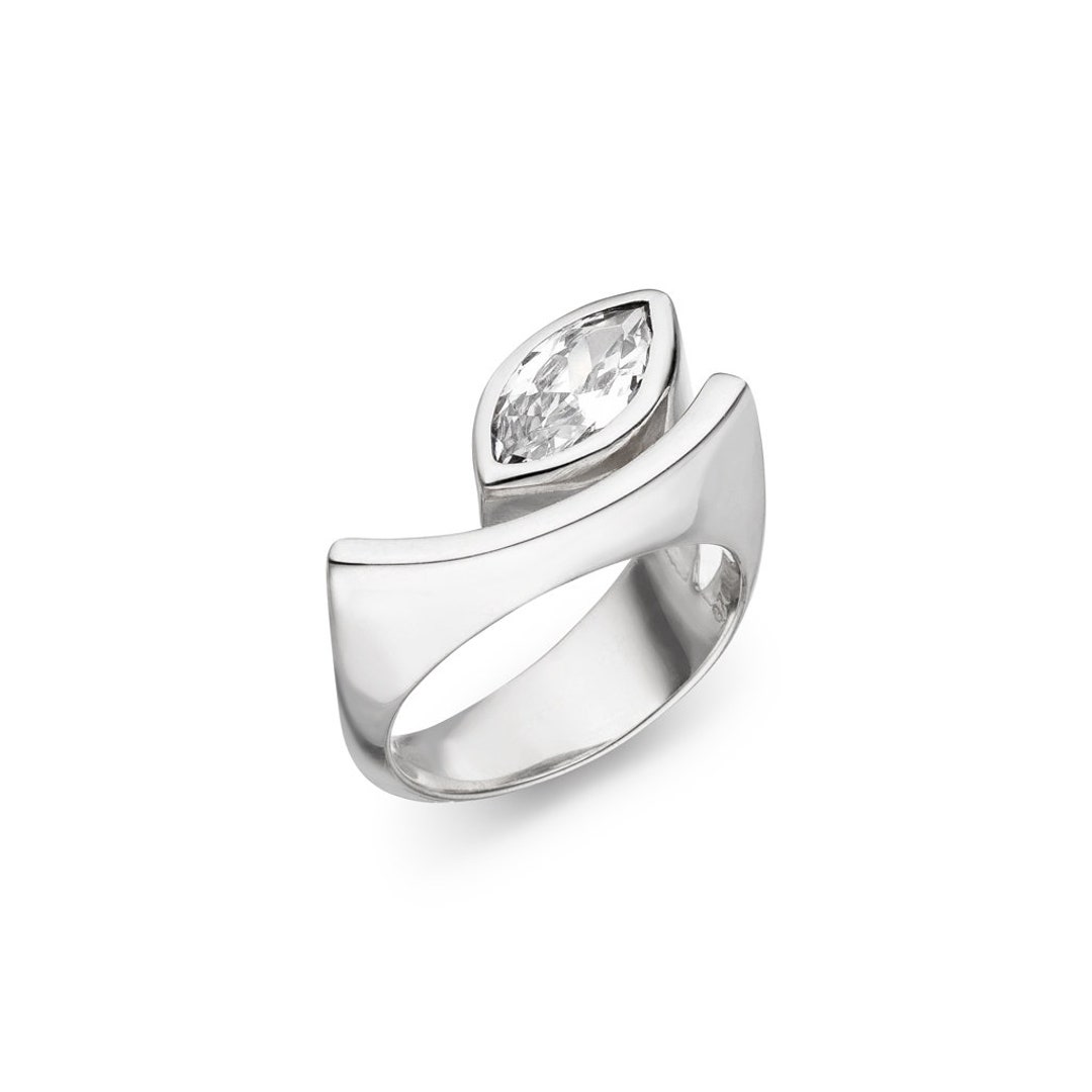 Solid 925 Sterling Silver Ring With Cubic Zirconia - Goldsmiths Quality ...