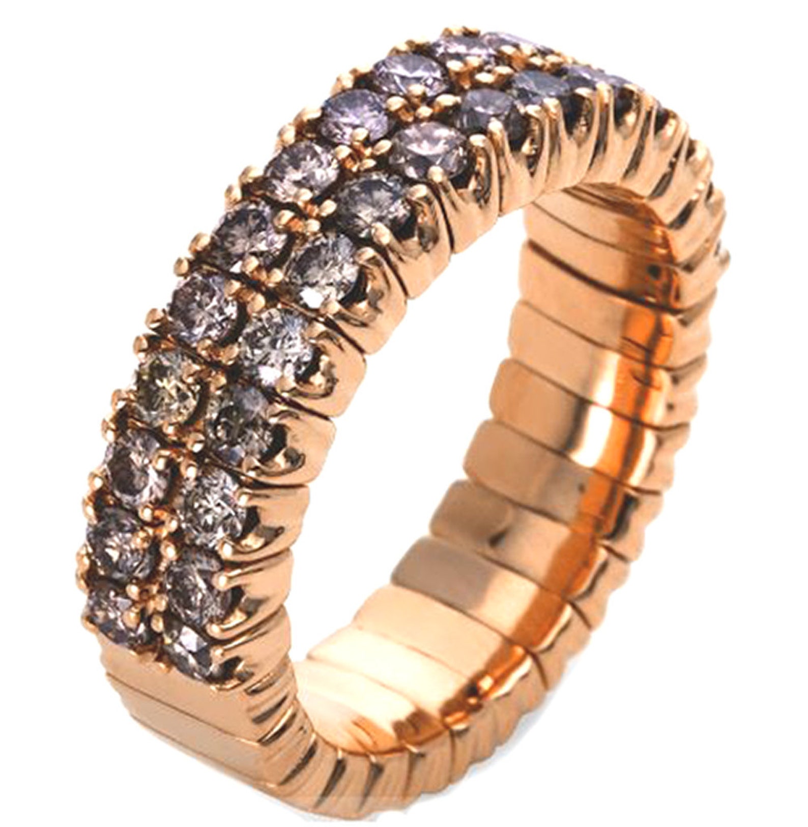 Flexible Gold Ring With Diamonds Brilliants rose Gold 750 - Etsy