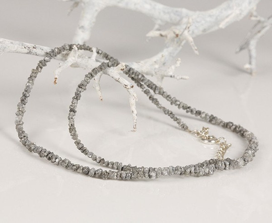Diamond Chain "diamond Rock" Made of Grey Rough Diamonds (sterling ...