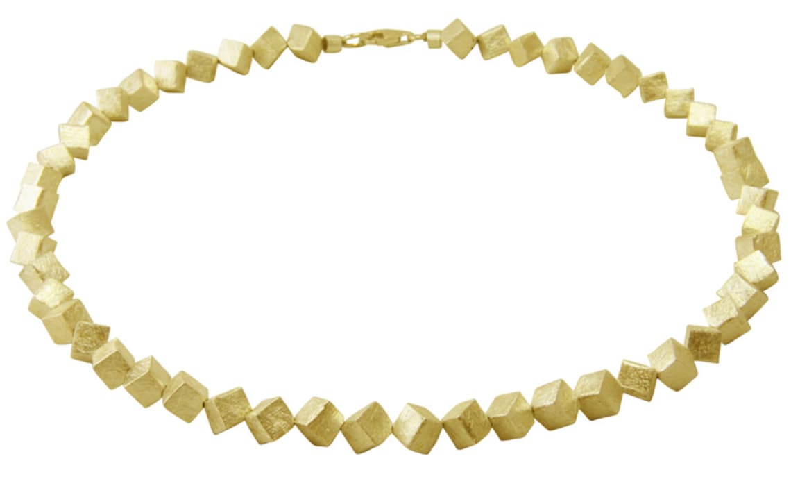 Buy Silver Chain "cubes" 6 Mm (925 Sterling Silver Matted / Gold-plated ...