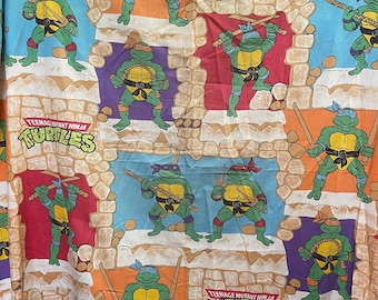 80s Teenage Mutant Ninja Turtles Sheet Set 3pc Twin Flat Fitted ...