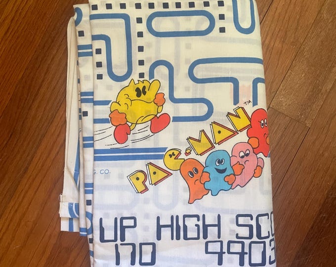 Twin Flat Sheet Pac Man 1980s Video Game Inky Blinky Pinky Clyde Ghost ...