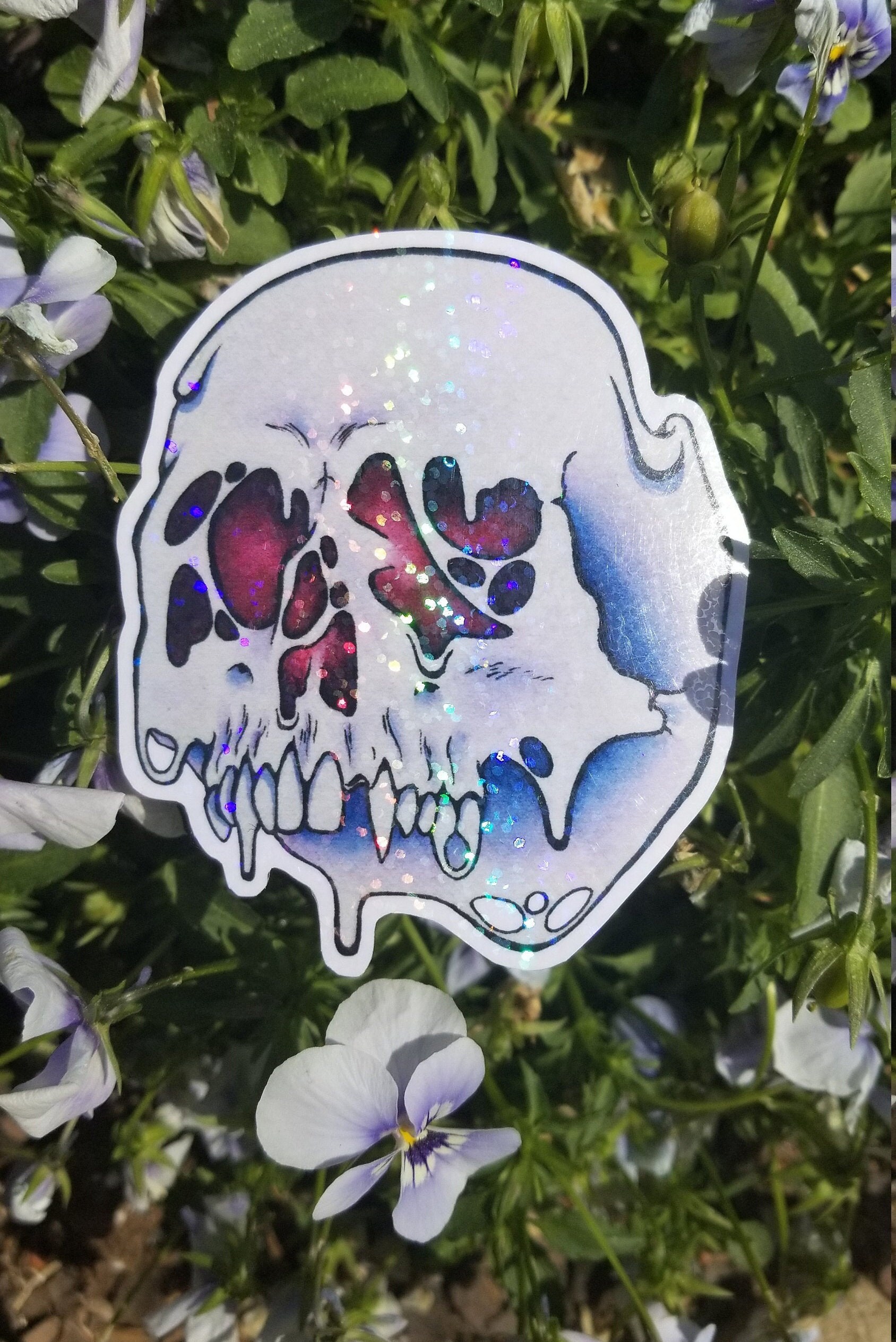 Holographic Skull Stickers Holo Glitter Skulls Vinyl | Etsy