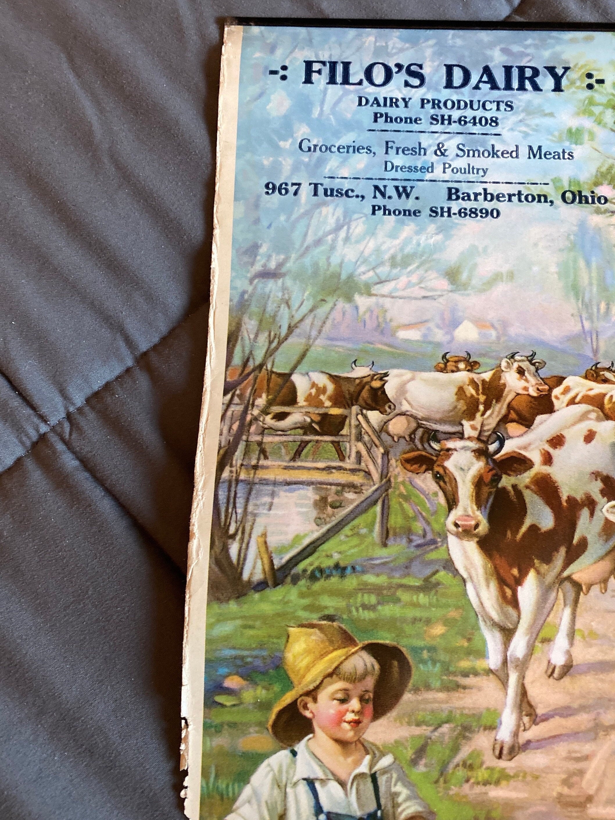 1941 Calendar Filo's Dairy,vintage Advertising Calendar,tear Sheet ...