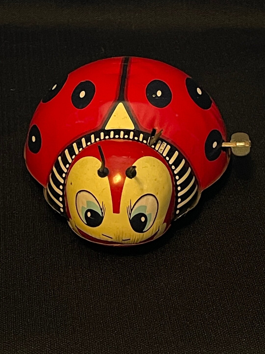 1950s Betsy the Hungry Bug Toy, Metal Wind up Toy, Large Lady Bug Wind ...