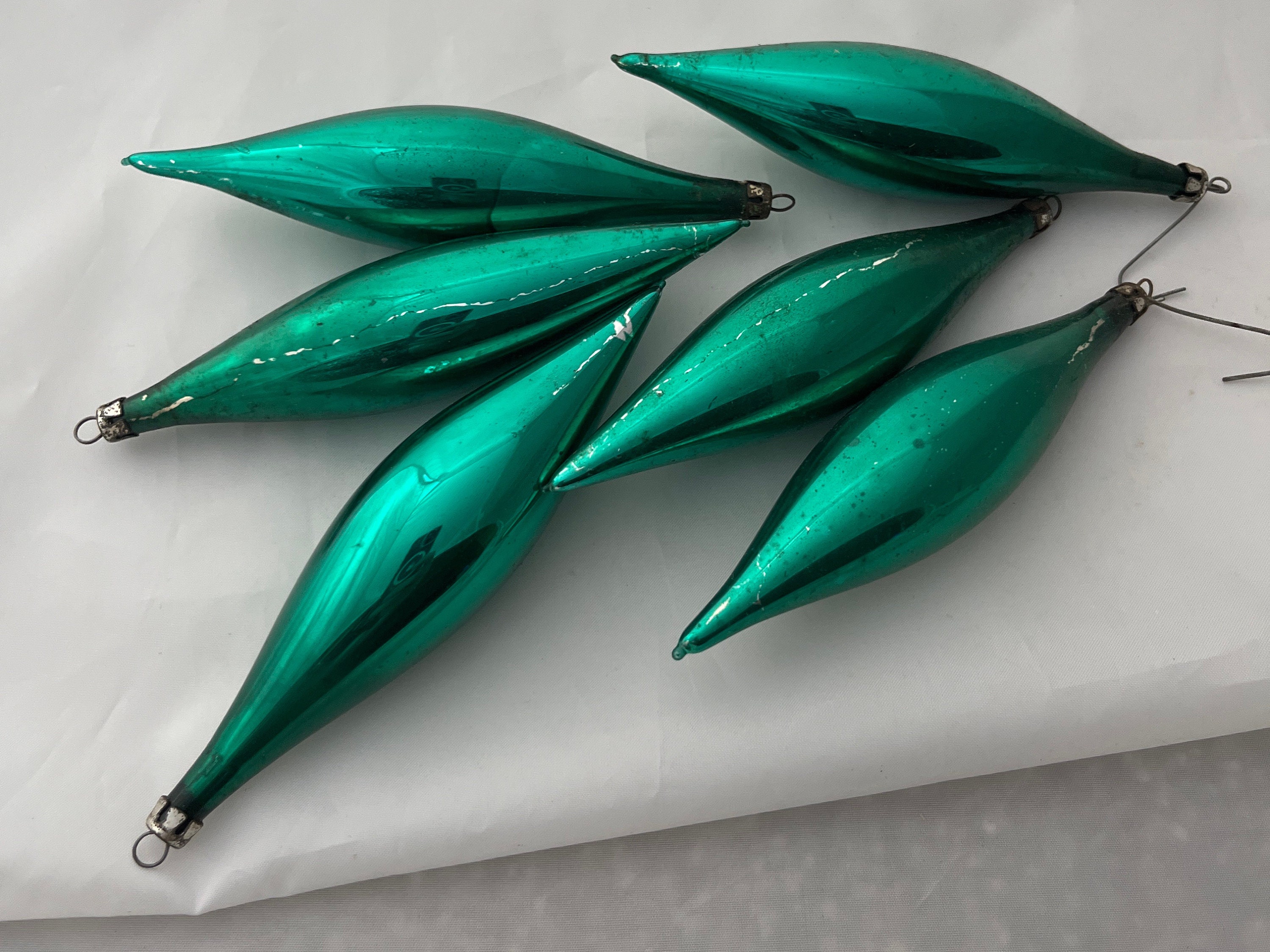 Six Vintage Green Tear Drop Glass Ornaments1950s Christmas - Etsy
