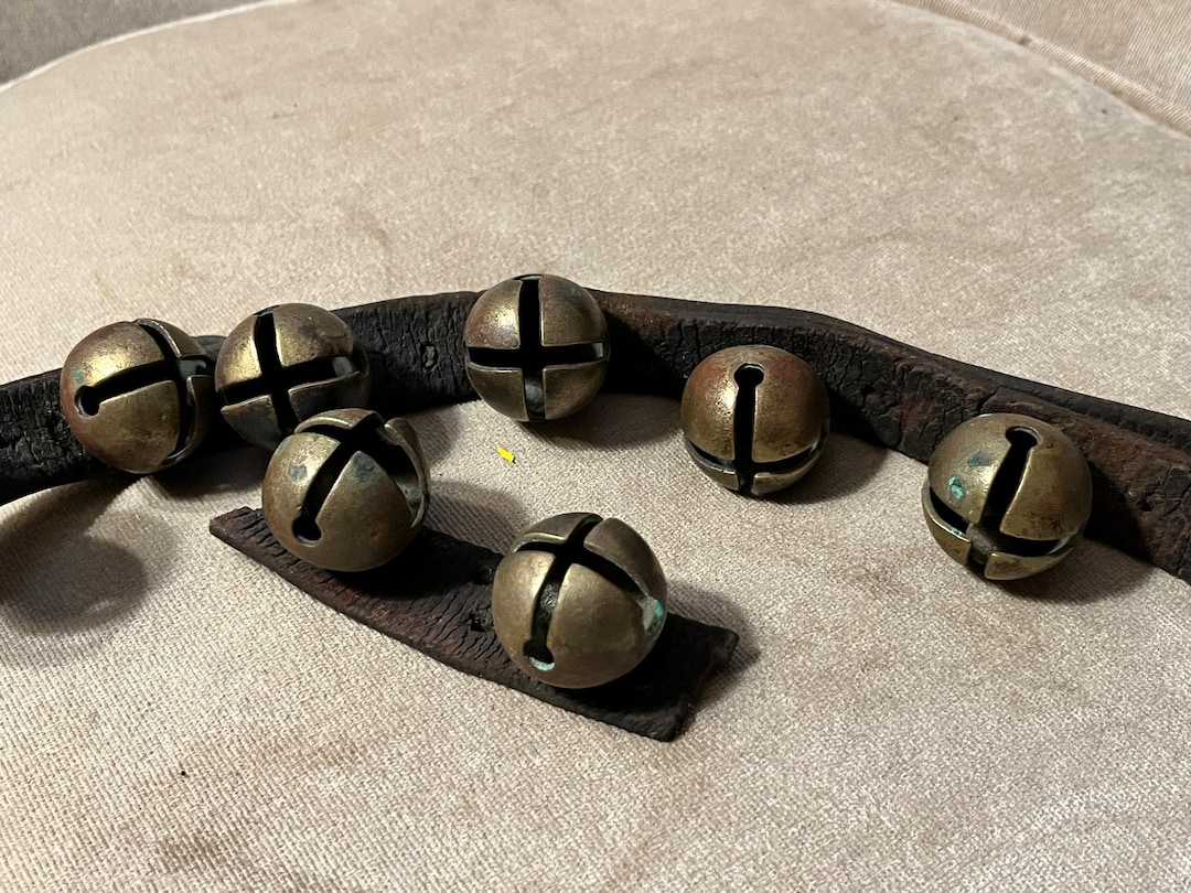 Antique Rare Brass Sleigh Bells,antique Style Brass Bells,santa Sleigh ...