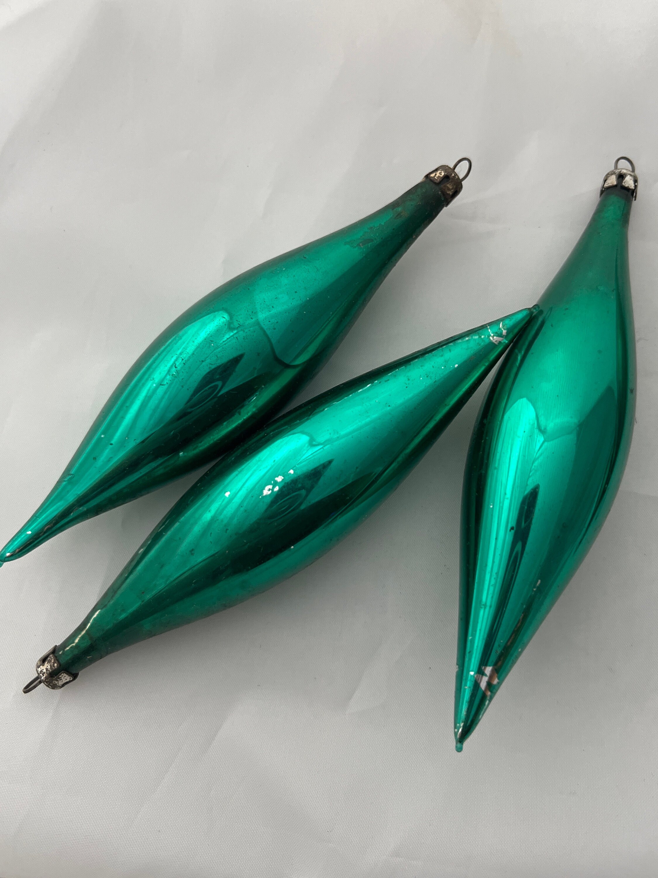 Six Vintage Green Tear Drop Glass Ornaments1950s Christmas - Etsy