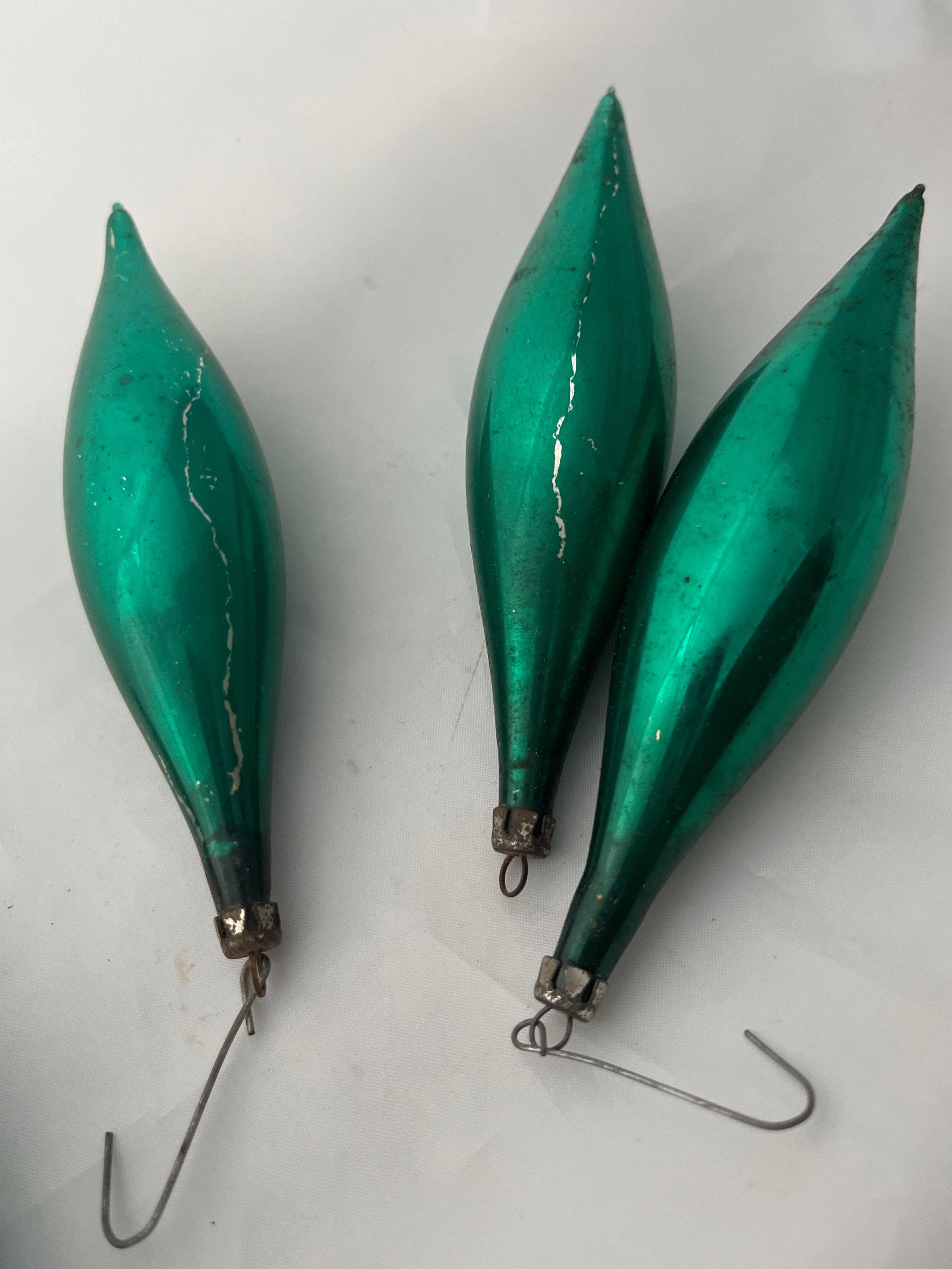 Six Vintage Green Tear Drop Glass Ornaments1950s Christmas - Etsy