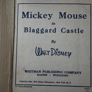 1934 Mickey Mouse in Blaggard Castle, Walt Disney Big Little Book ...