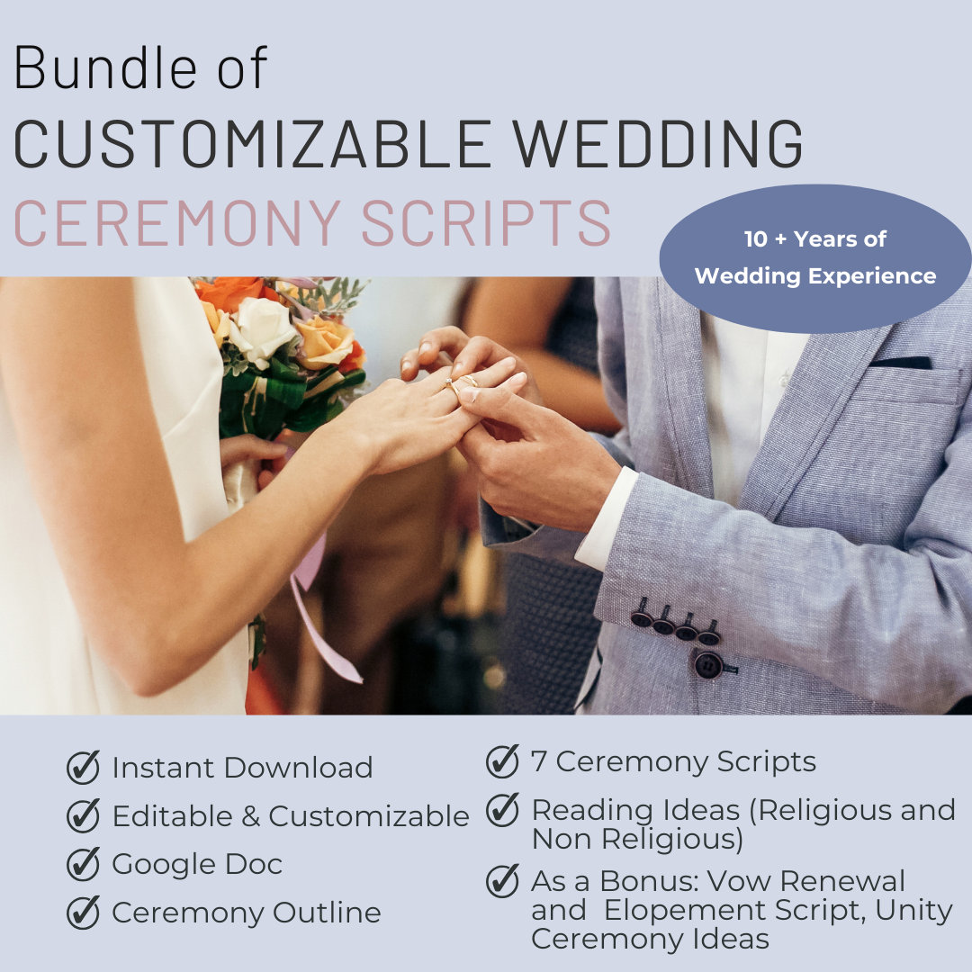 Bundle of Professional Ceremony Scripts Customize Your Wedding Vows for ...