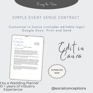 Wedding and Event Venue Contract Customizable Contract Template and ...