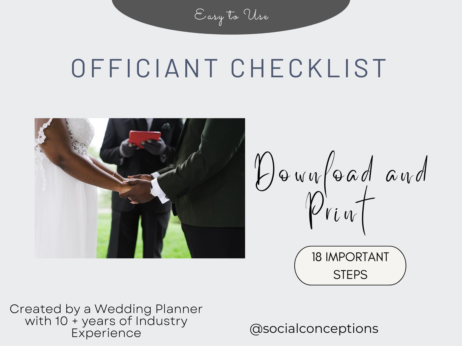 Wedding Officiant Checklist and Wedding Ceremony Planner for Celebrant ...
