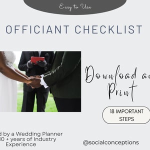 Wedding Officiant Checklist and Wedding Ceremony Planner for Celebrant ...