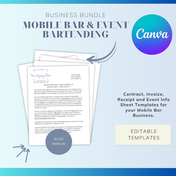 Bartending Invoice - Etsy
