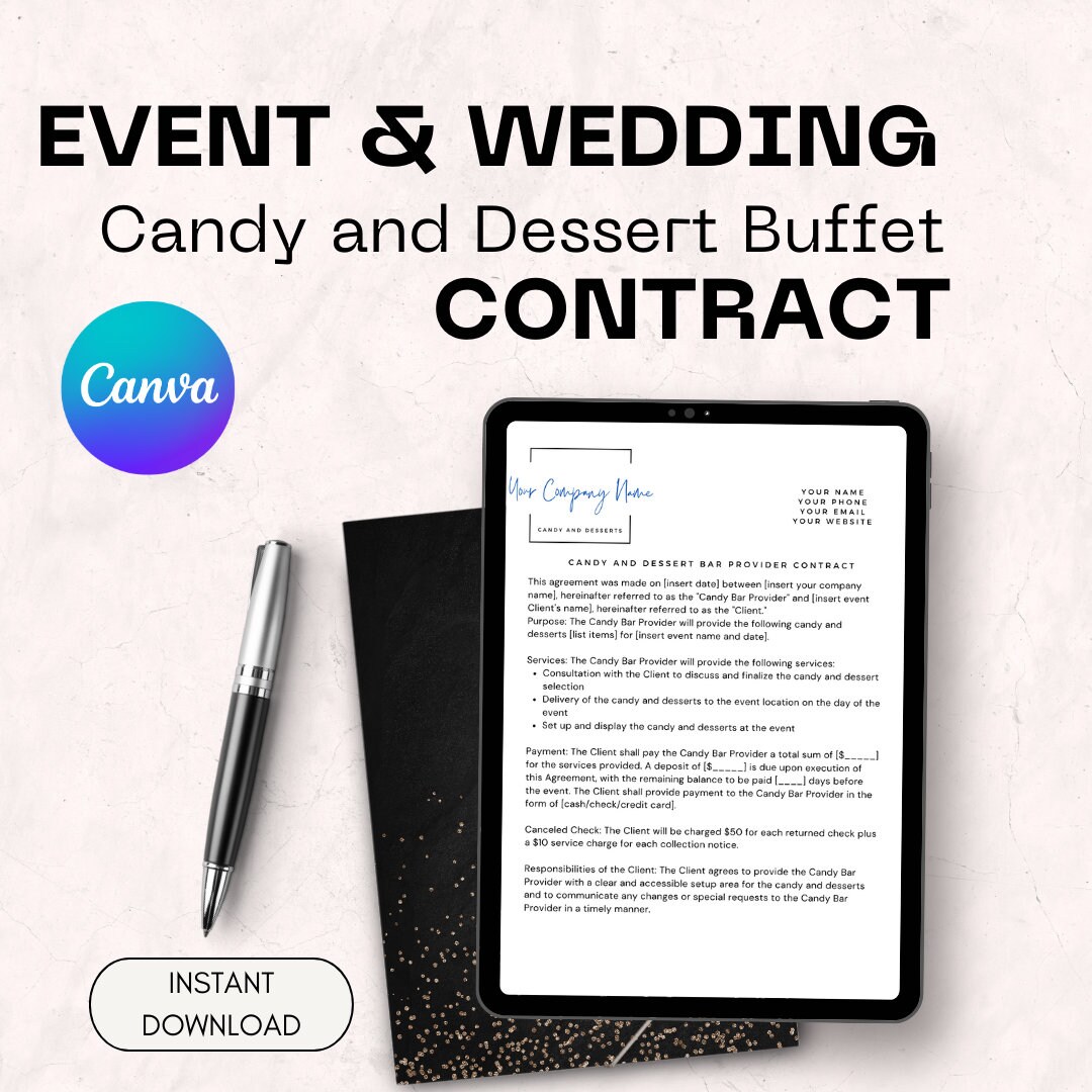 Candy Bar Contract Simple Service Agreement Weddings and - Etsy
