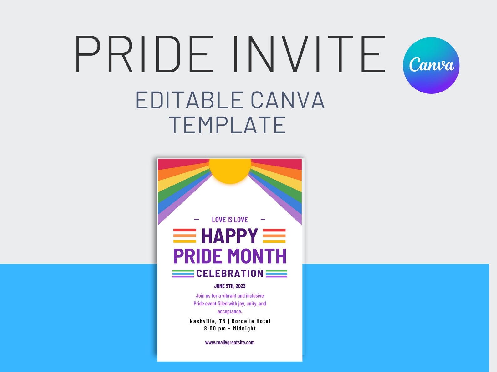 Pride Event Invitation Template Editable Canva Design LGBTQ+ ...