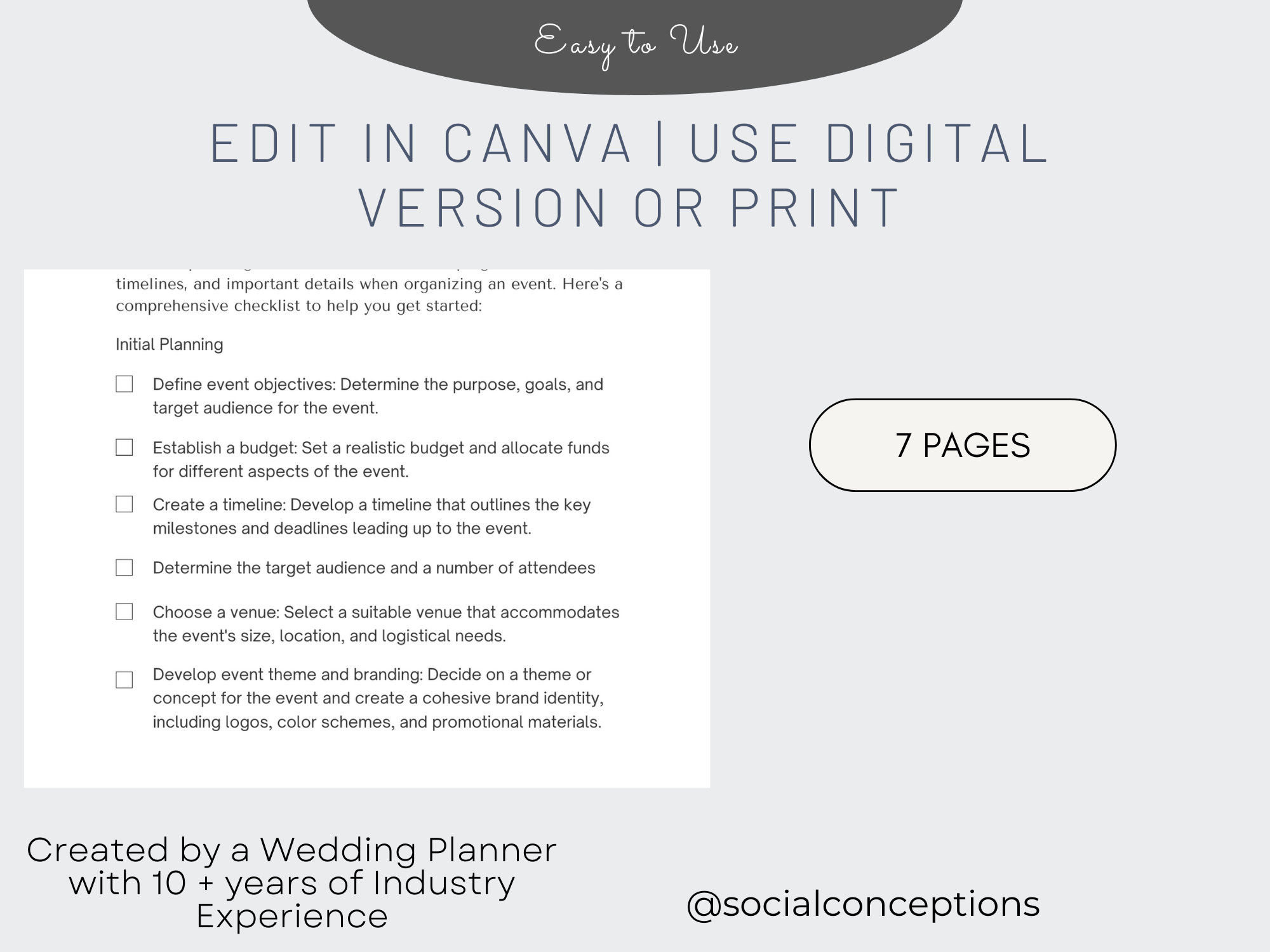 Event Planning Checklist Corporate and Non-profit Events Organizer and ...