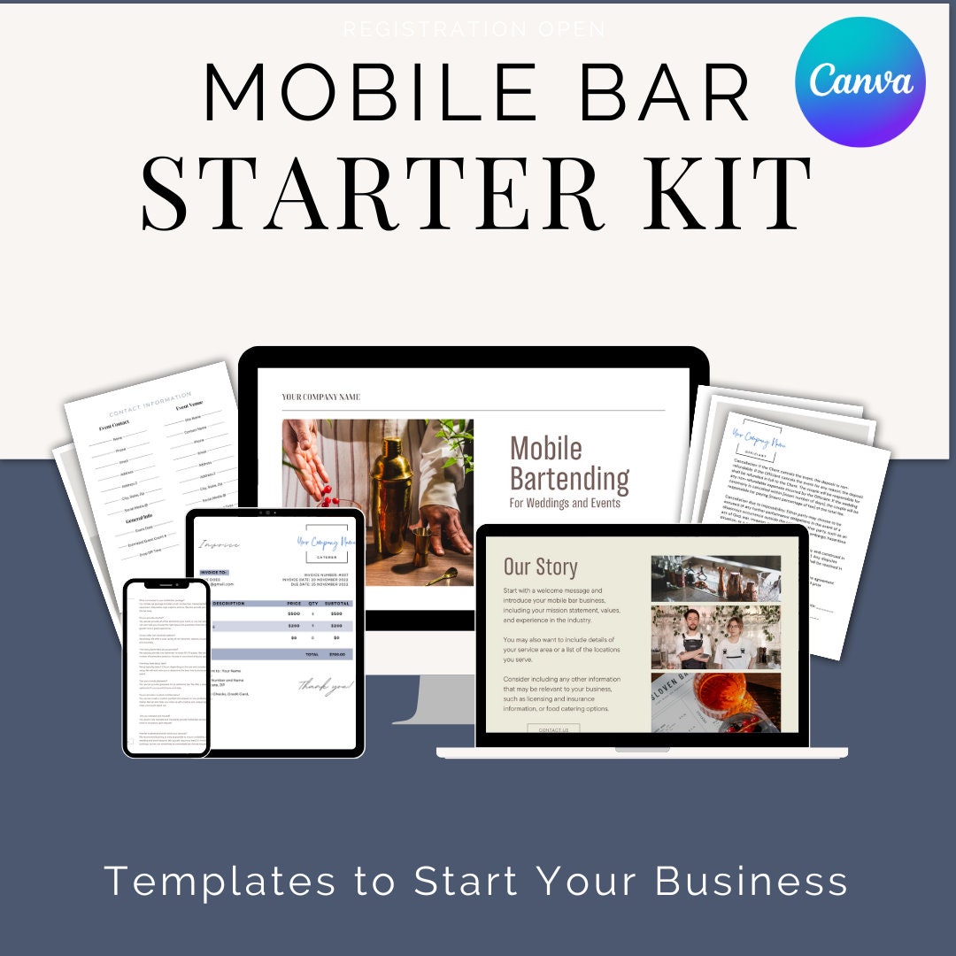 Mobile Bar Business Templates, Canva Website Design, Example Business ...
