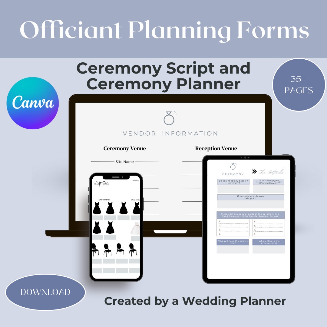 Wedding Officiant Binder Templates, Ceremony Order, Unity Ceremony ...
