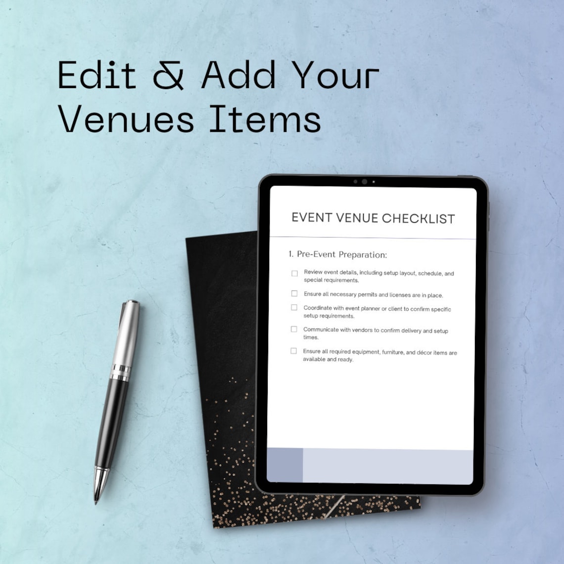 Event Venue Checklist, to Do List, Setup, Event Guide, Cleanup, Closing ...