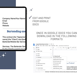 Bartender & Mobile Bar Event Contract Template for Weddings - Etsy