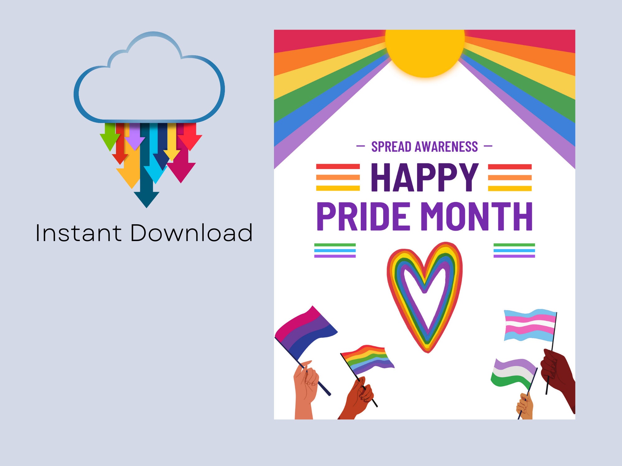 Happy Pride Month Printable Poster | Editable 8.5x11 Canva Template ...
