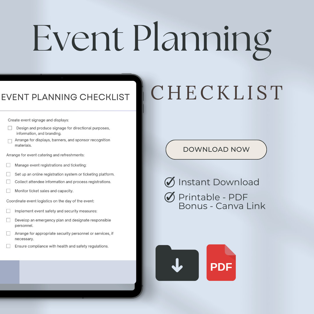 Event Planning Checklist Corporate and Non-profit Events Organizer and ...