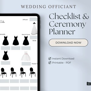 Wedding Officiant Checklist and Wedding Ceremony Planner for Celebrant ...