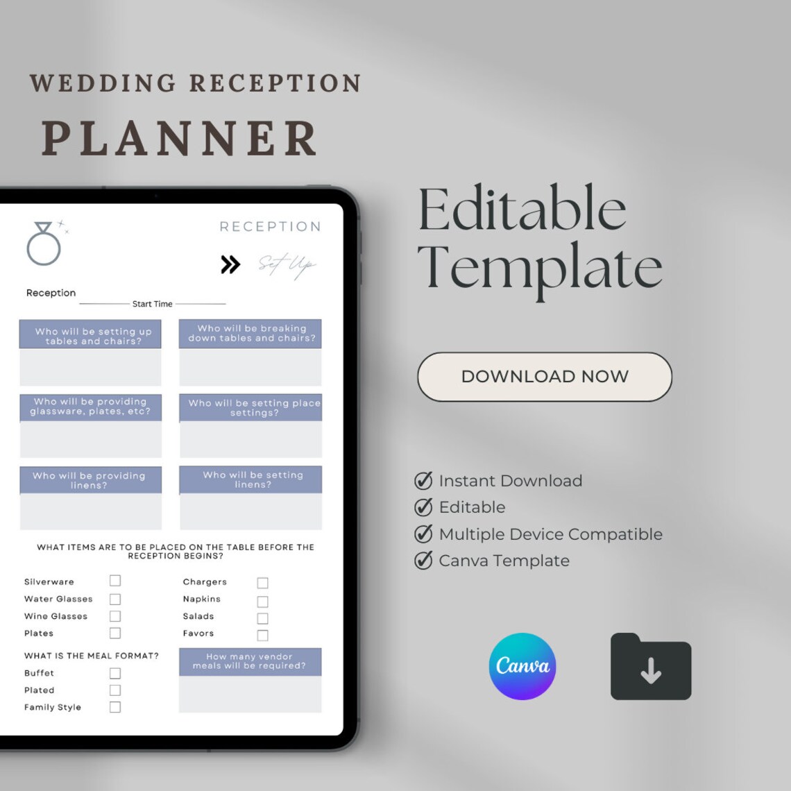 Detailed Wedding Reception Checklist, Day of Planner, Printable Canva ...