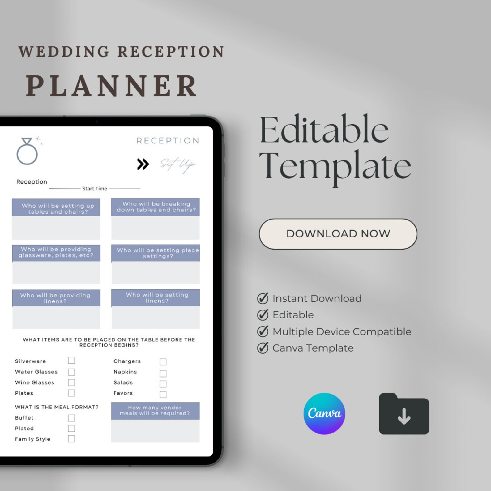 Detailed Wedding Reception Checklist, Day of Planner, Printable Canva ...