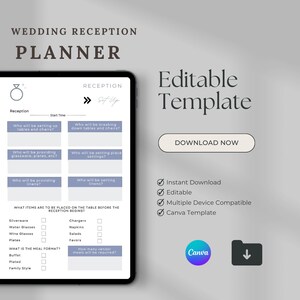 Detailed Wedding Reception Checklist, Day of Planner, Printable Canva ...