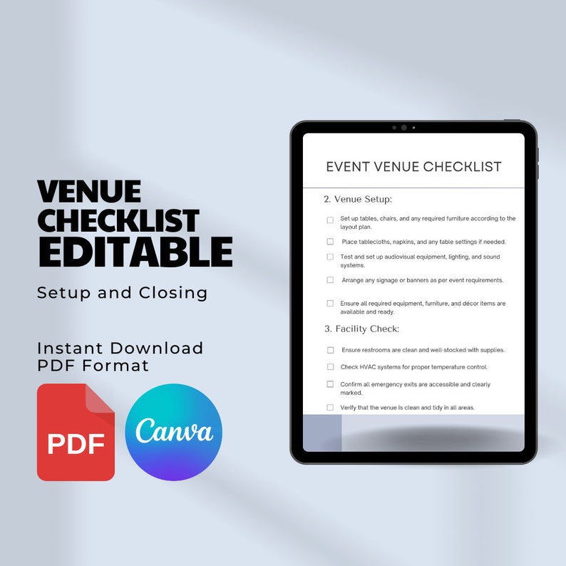 Event Venue Checklist, to Do List, Setup, Event Guide, Cleanup, Closing ...