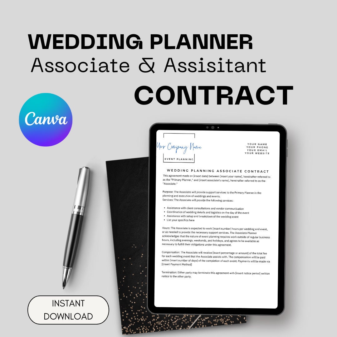 Plantilla de contrato de asociado de organizador de bodas y contrato de ...