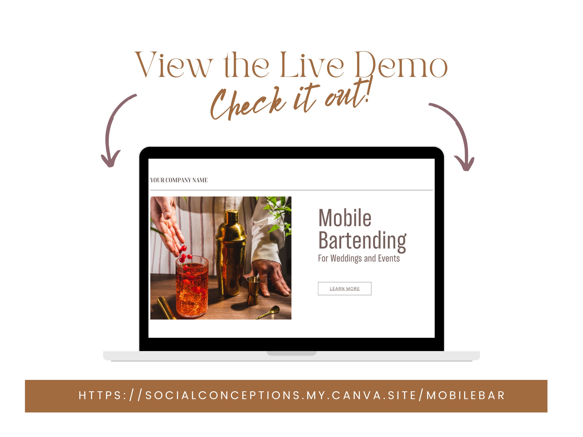 Mobile Bar Website Template Event Bartender Website Template Canva ...
