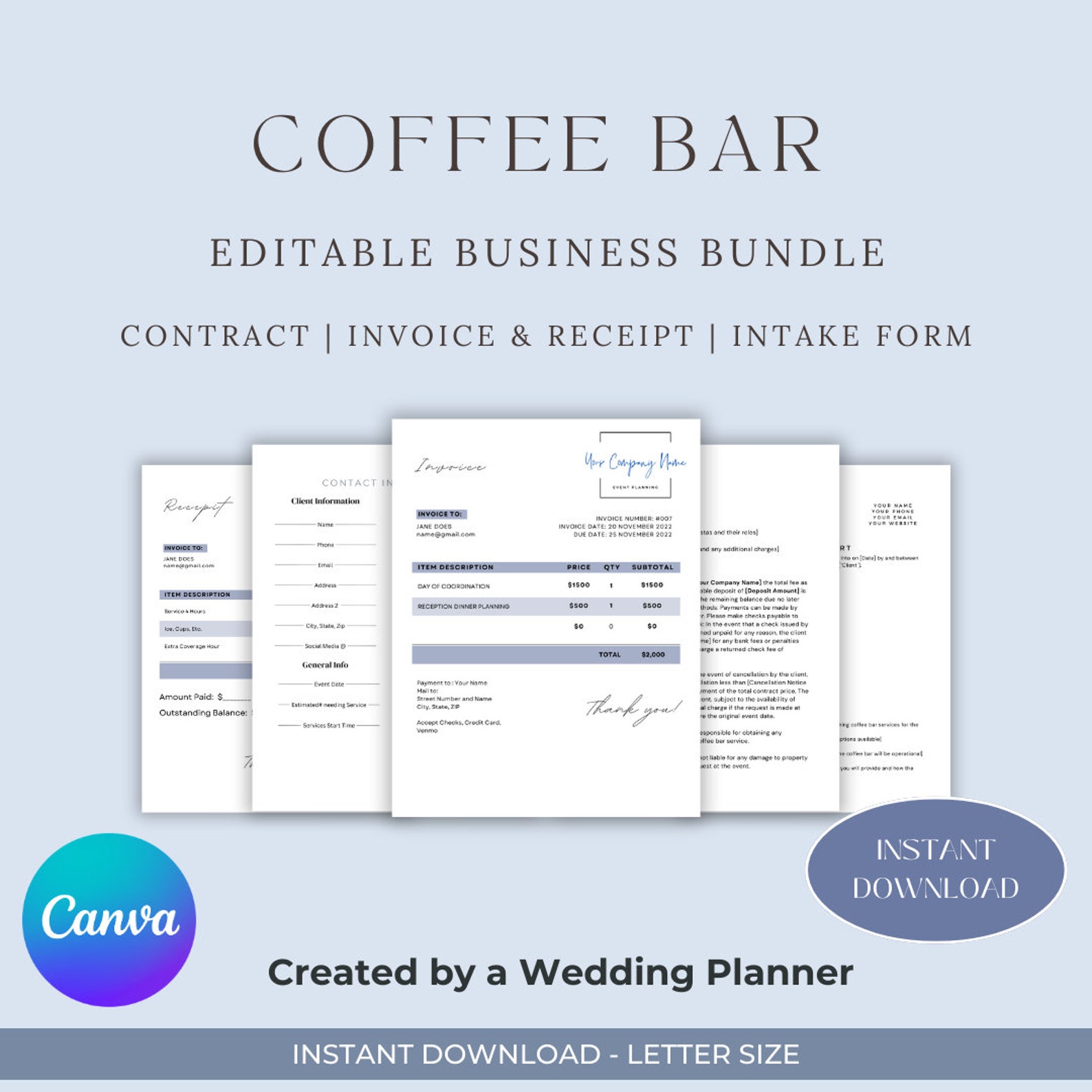 Coffee Cart Contract, Coffee Bar Contract Customizable Canva Template ...