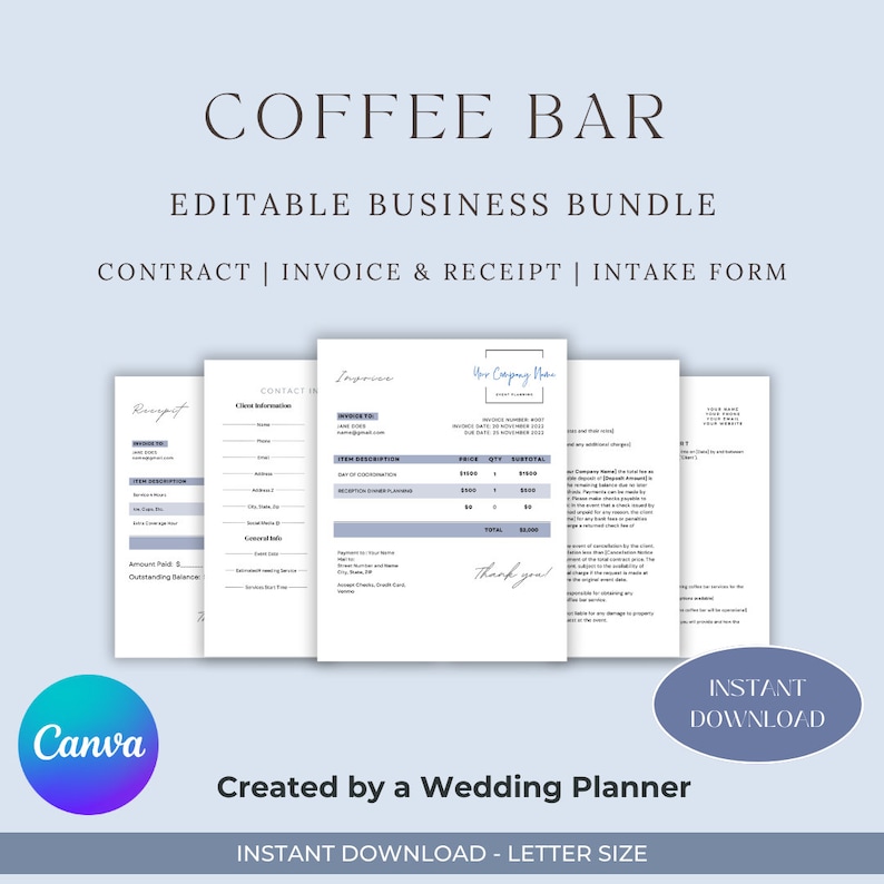 Coffee Cart Contract, Coffee Bar Contract Customizable Canva Template ...