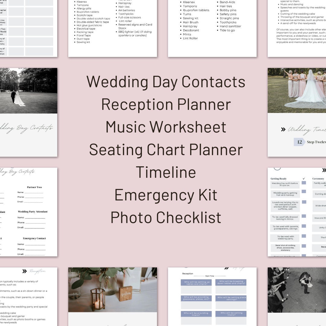 Detailed Wedding Reception Checklist, Day of Planner, Printable Canva ...