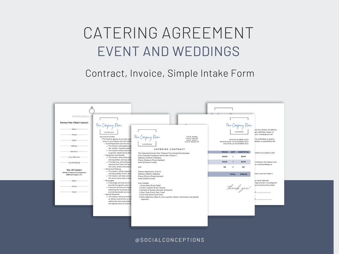 Catering Contract, Catering Service Agreement, Event Catering, Wedding ...